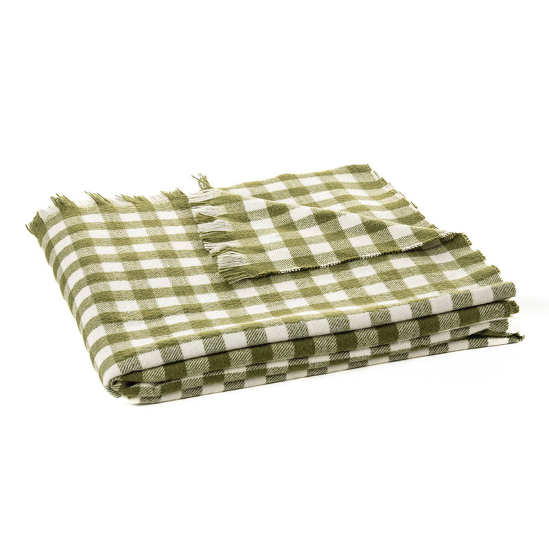 Manos Dark Green Plaid Wool Throw – Modern Komfort